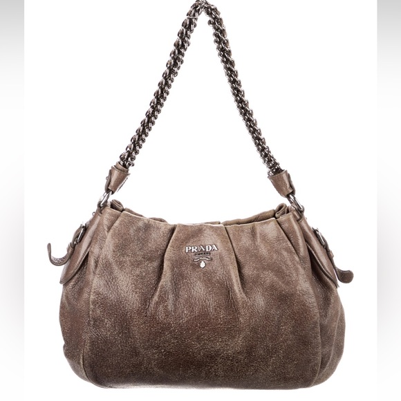 Prada | Bags | Authentic Prada Glac Pleated Calf Leather Chain Strap ...